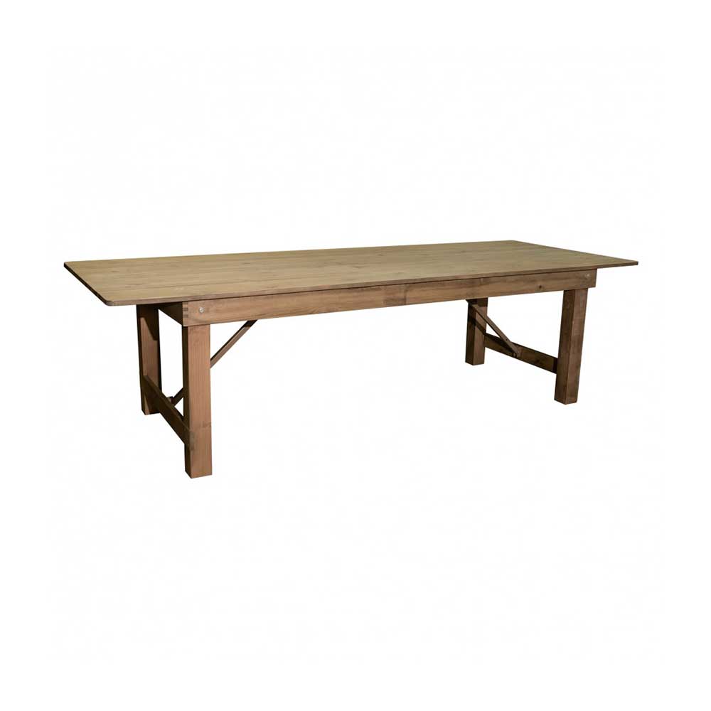 9' Banquet Wood Farm Table | JMS Tents & Party Rentals