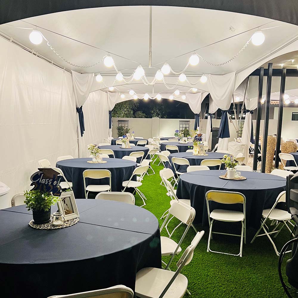 64 Guest Rectangle Rental Tent Package by JMS Tents
